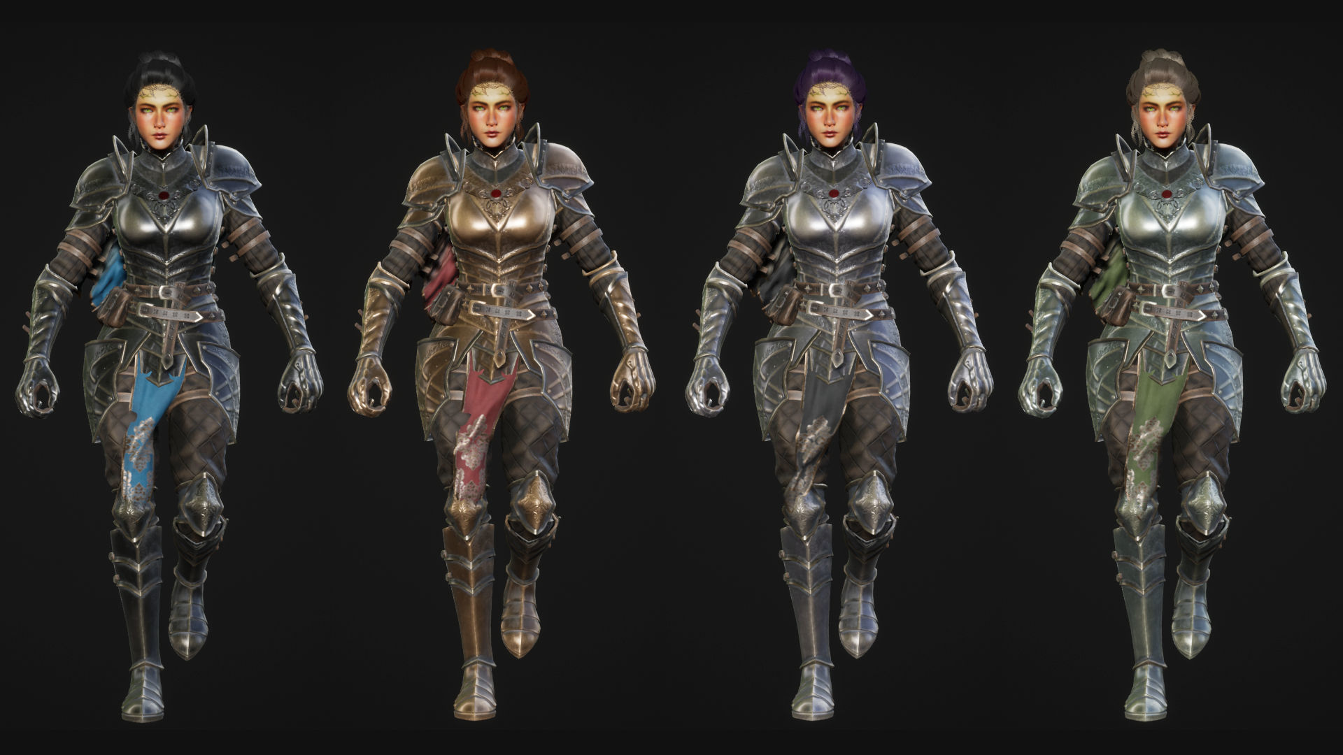 3D model Sentinel Female Knight Character VR / AR / low-poly rigged ...