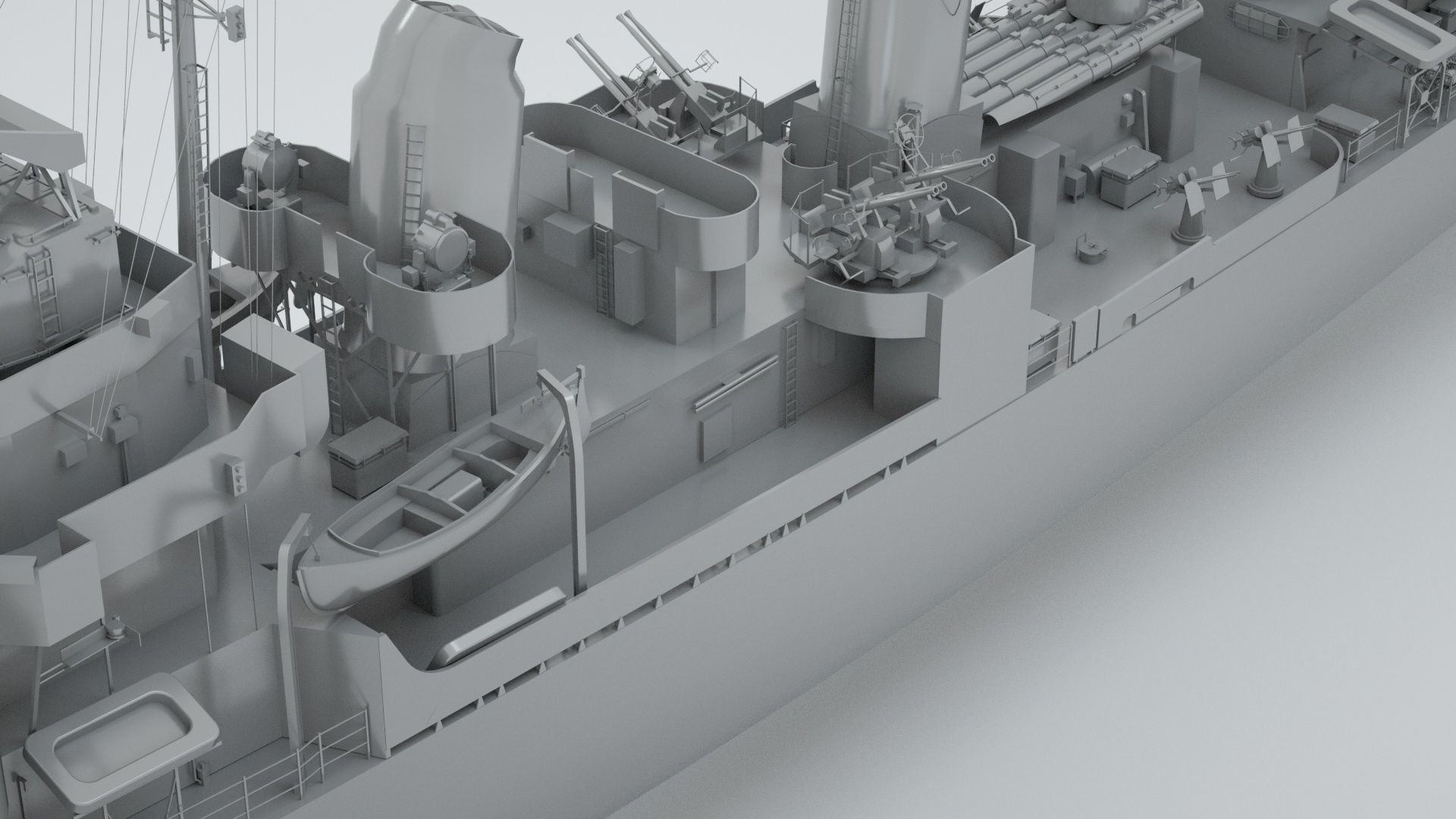 USS Kidd Destroyer DD-661 3D model rigged | CGTrader