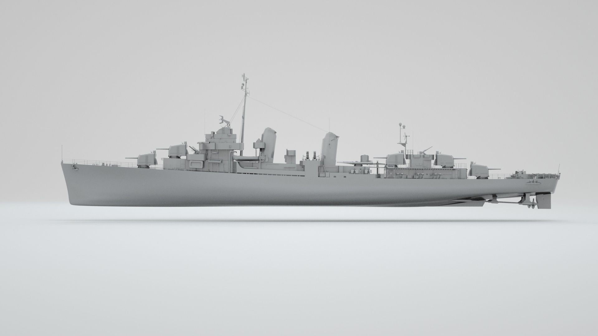 USS Kidd Destroyer DD-661 3D model rigged | CGTrader