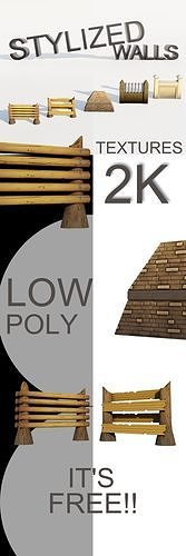 Stylized Walls free VR / AR / low-poly 3D model | CGTrader