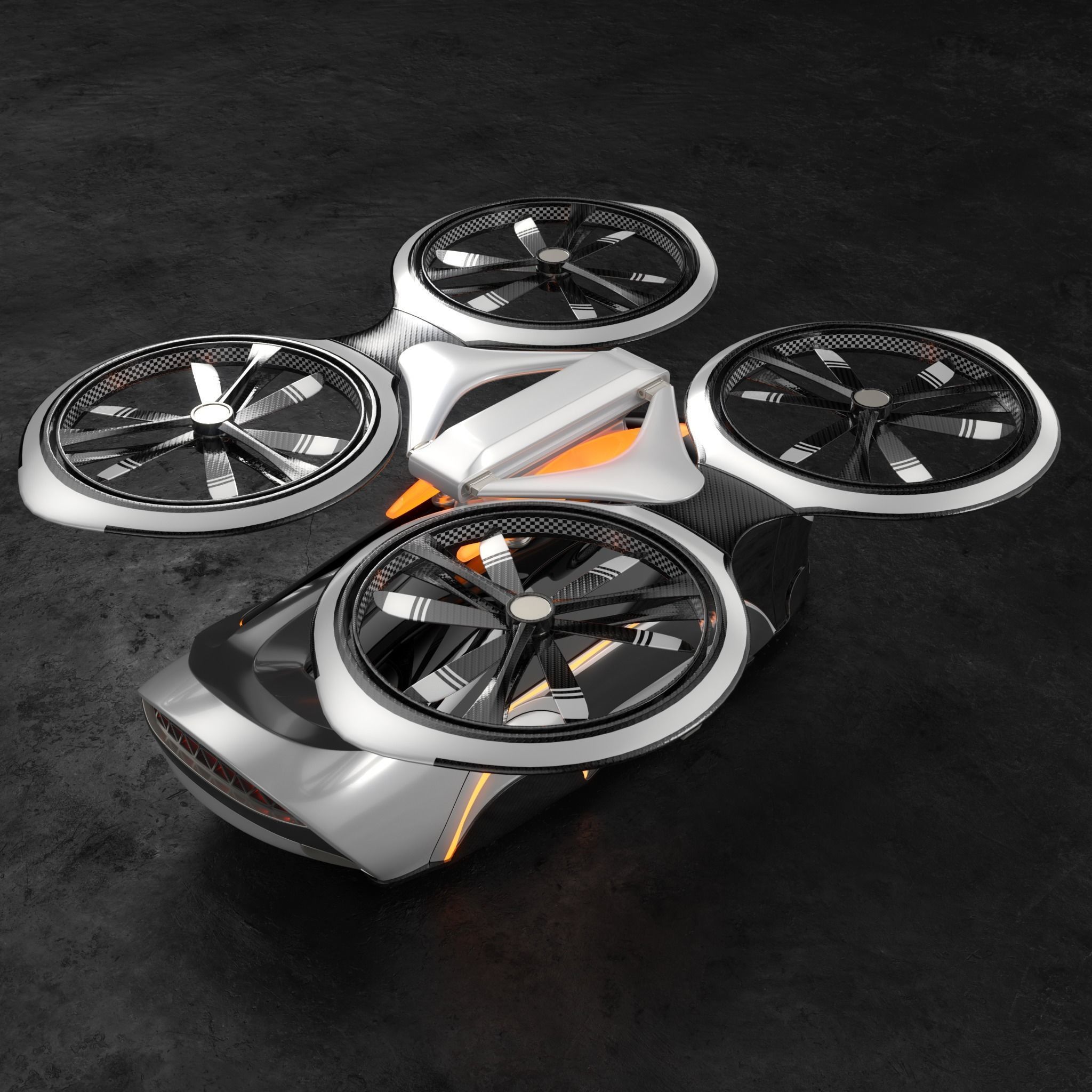 Flying autonomous passenger drone concept 3D model | CGTrader