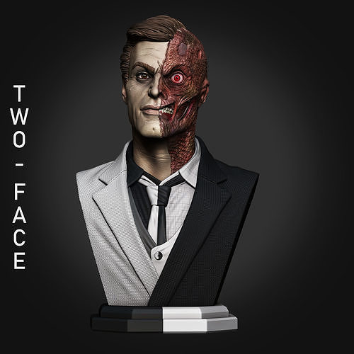 2 Face Bust STL 3D Print Model 3D model 3D printable | CGTrader