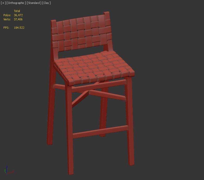 Taj White Leather Strap Bar Stool 3D model | CGTrader