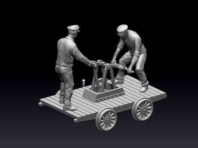 handcar two men working on train 3D model 3D printable | CGTrader