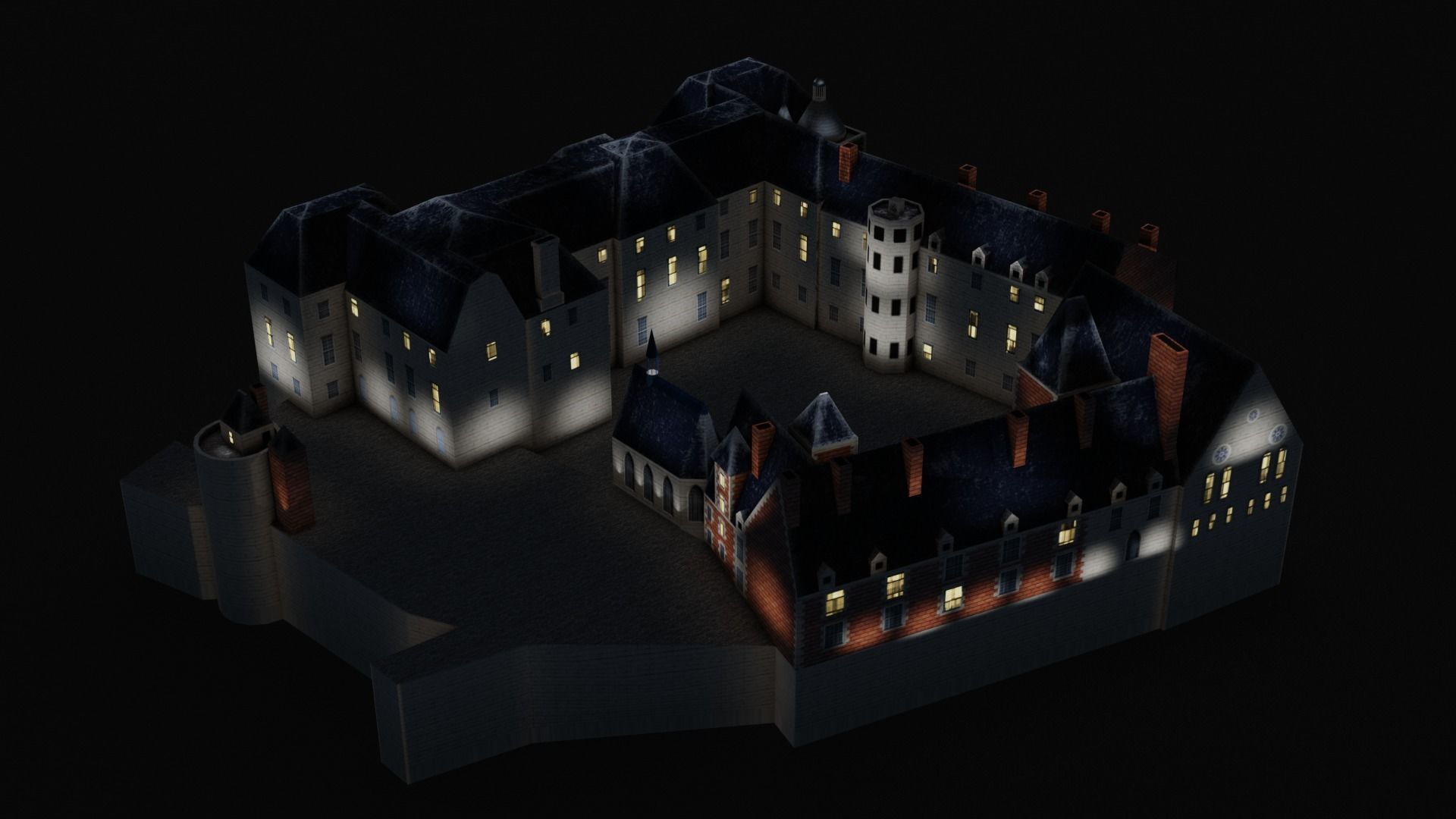 3D model Palace Chateau de Blois PBR Low-poly 3D model VR / AR / low ...