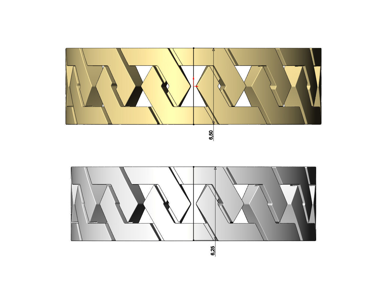 Elongated hexagonal chain link band US sizes 7 and 8 3D model 3D ...