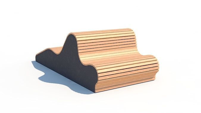 Figured wooden bench M2 3D model | CGTrader