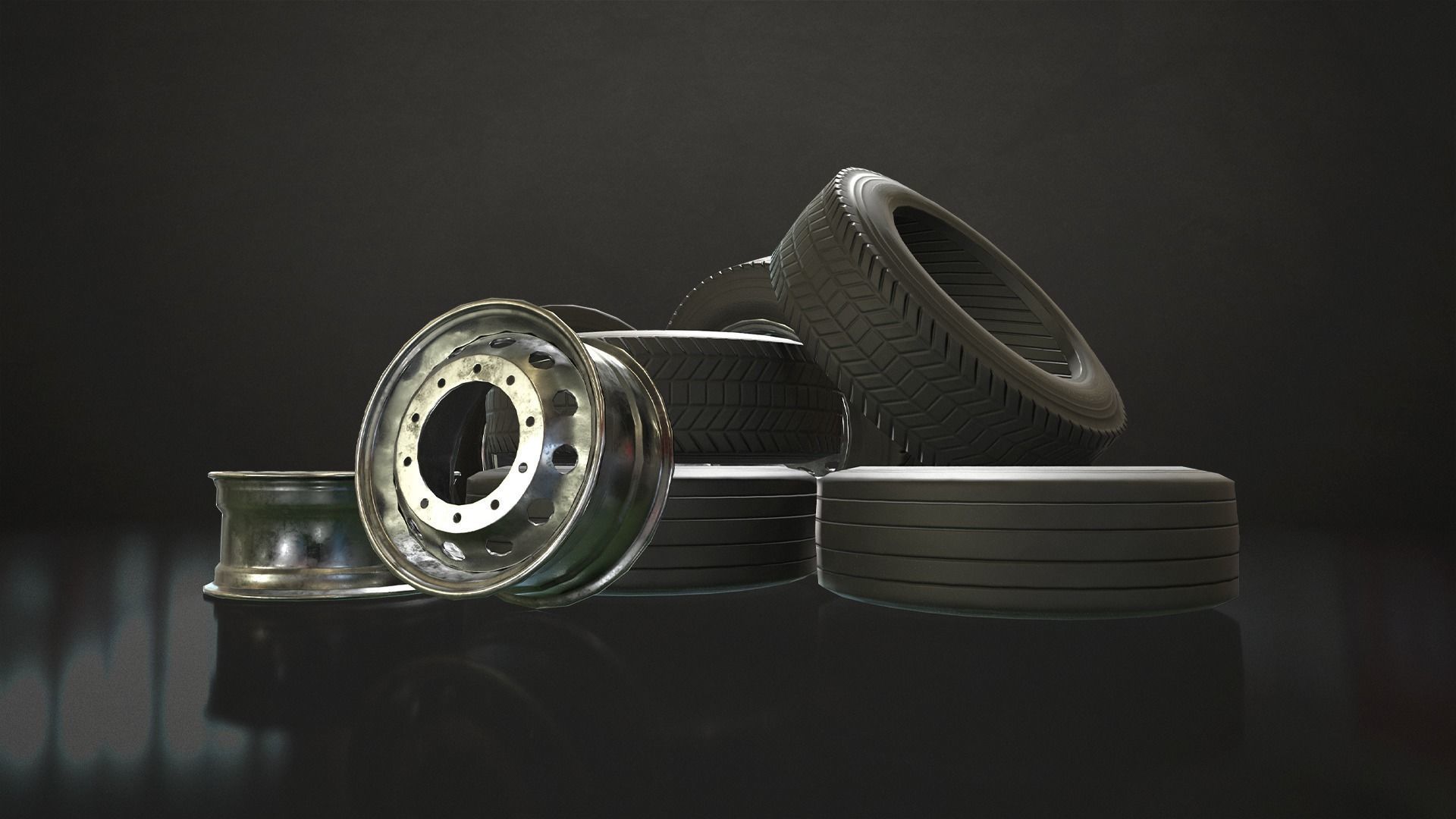 3D model Truck Wheels Rims and Tires VR / AR / low-poly | CGTrader