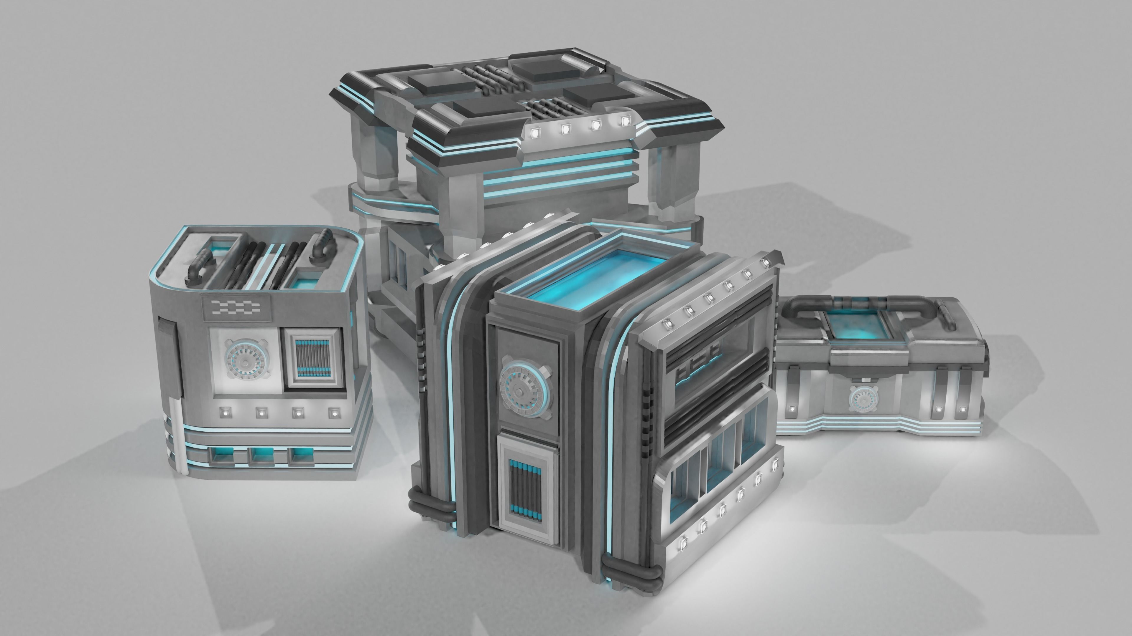 Futuristic Crate Set 3D model | CGTrader
