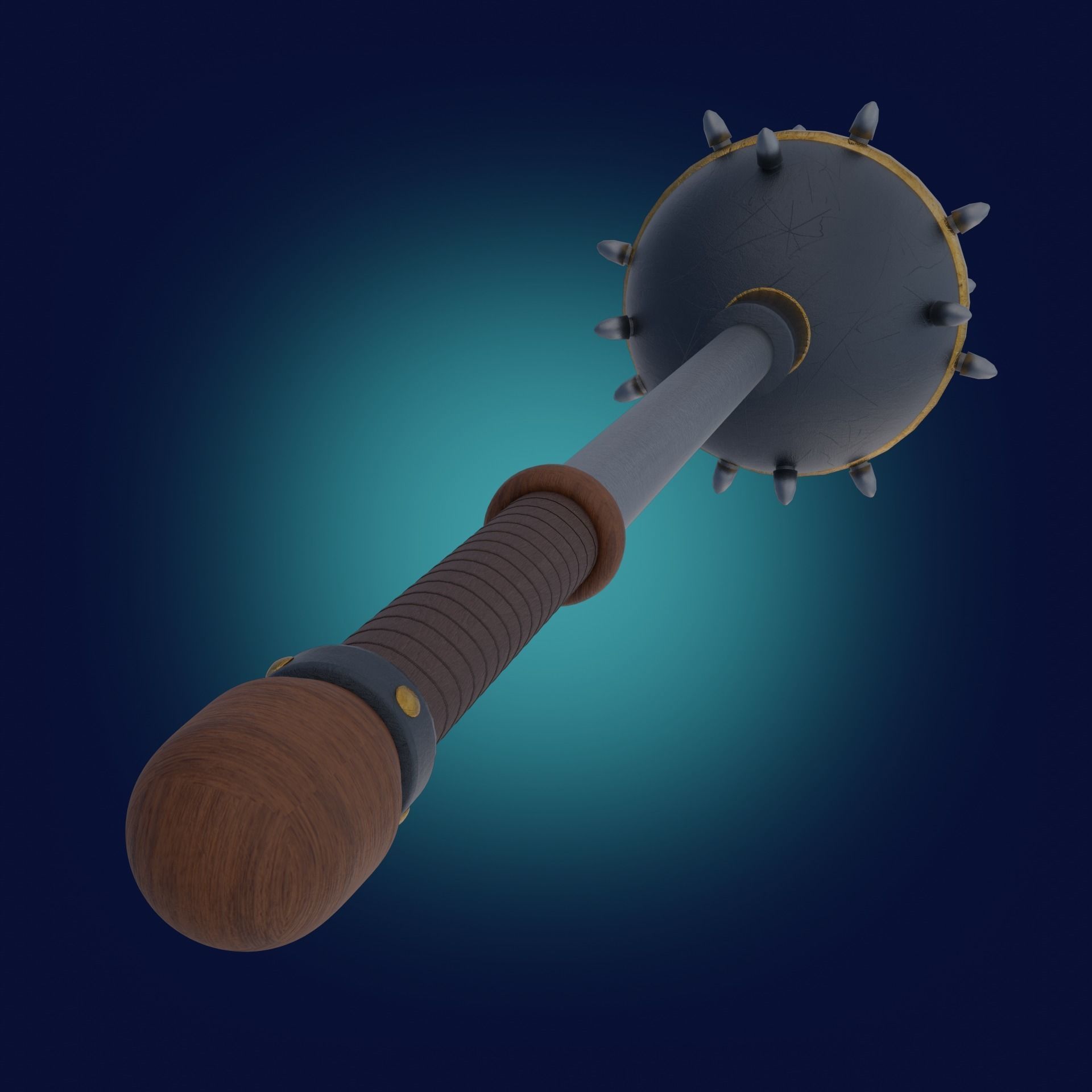 Medieval Realistic Black Metal Mace Melee Weapon PBR free 3D model ...