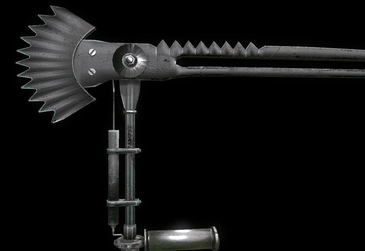 3D model Scythe steampunk low poly 4 texture options and high poly VR ...