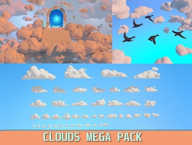 Low poly Clouds Mega Pack 3D Model Collection | CGTrader