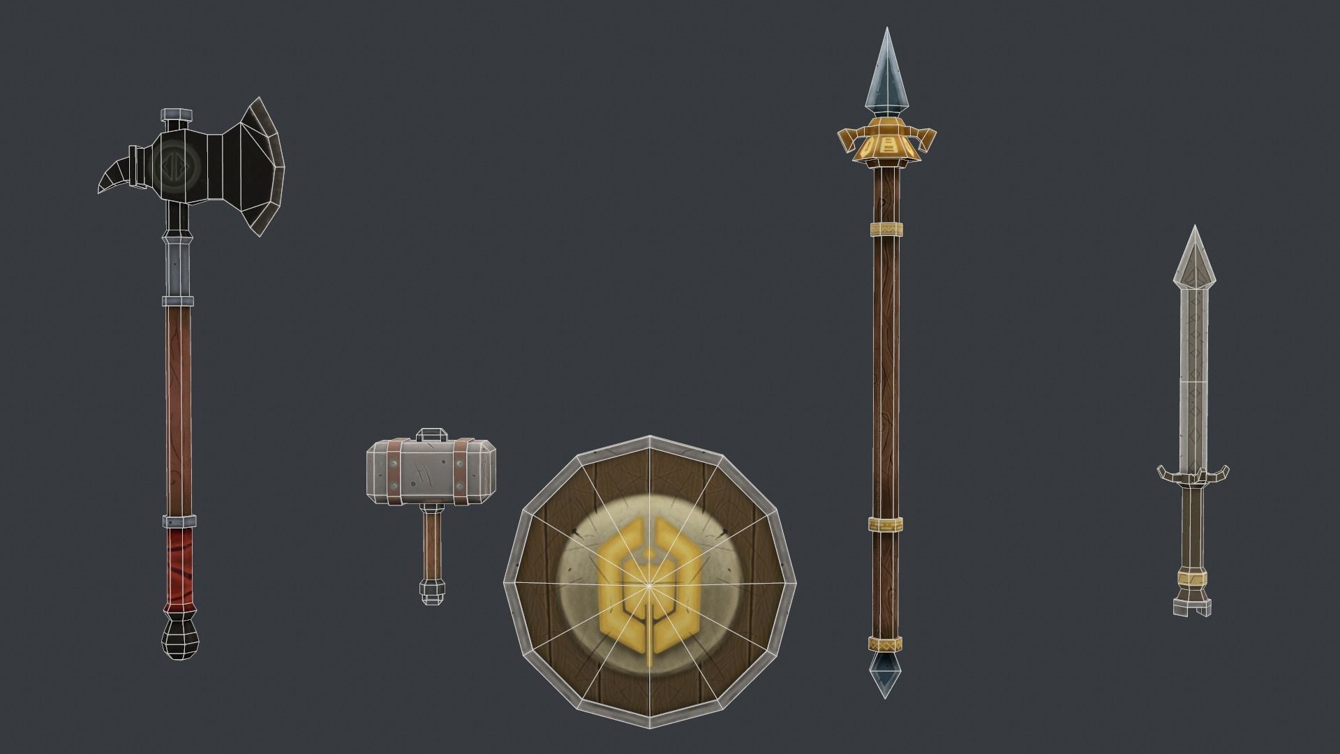 3D model Hand Painted Weapons VR / AR / low-poly | CGTrader