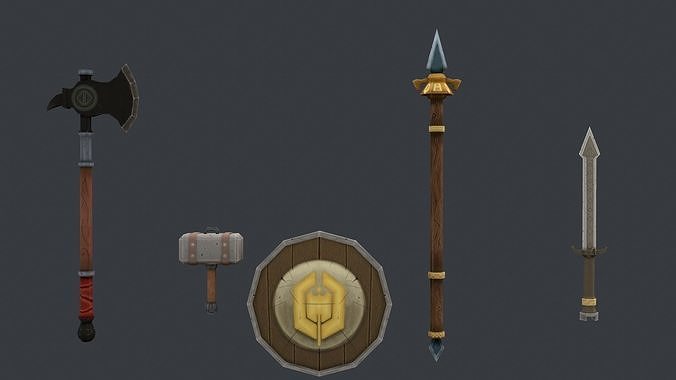 3D model Hand Painted Weapons VR / AR / low-poly | CGTrader