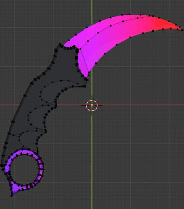 3D model Stylized karambit knife Weapon with gradient PBR low poly VR ...