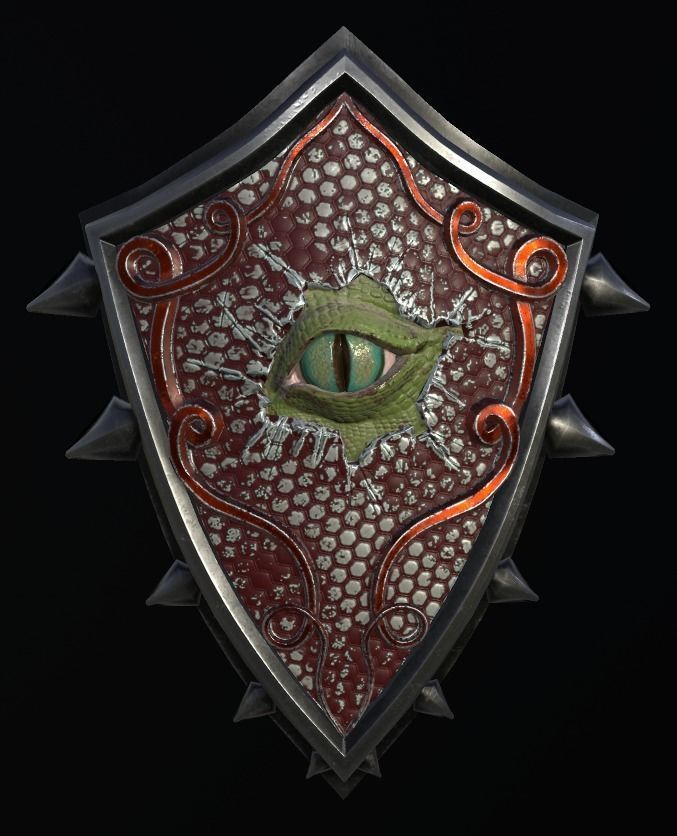 3D model Shield with eye low poly 6 texture options and high poly VR ...