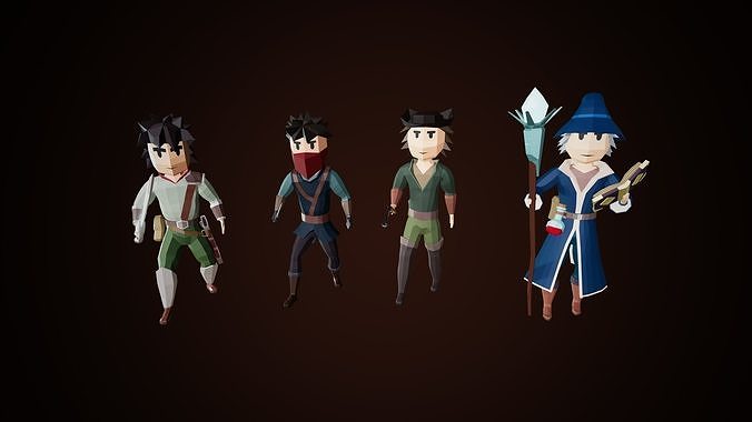 3D model Low Poly Fantasy Character Pack VR / AR / low-poly | CGTrader