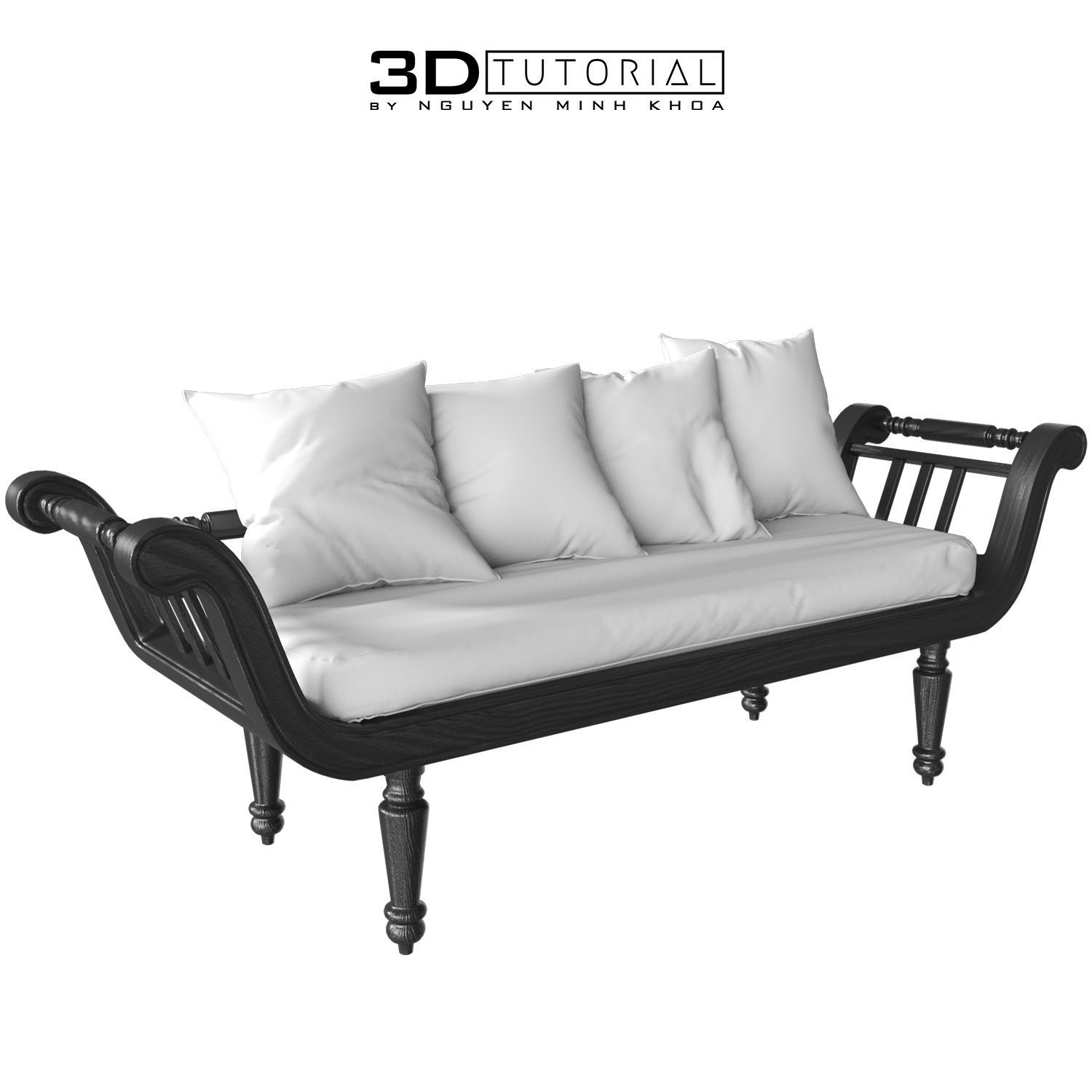 Indochine Bench 3D model | CGTrader