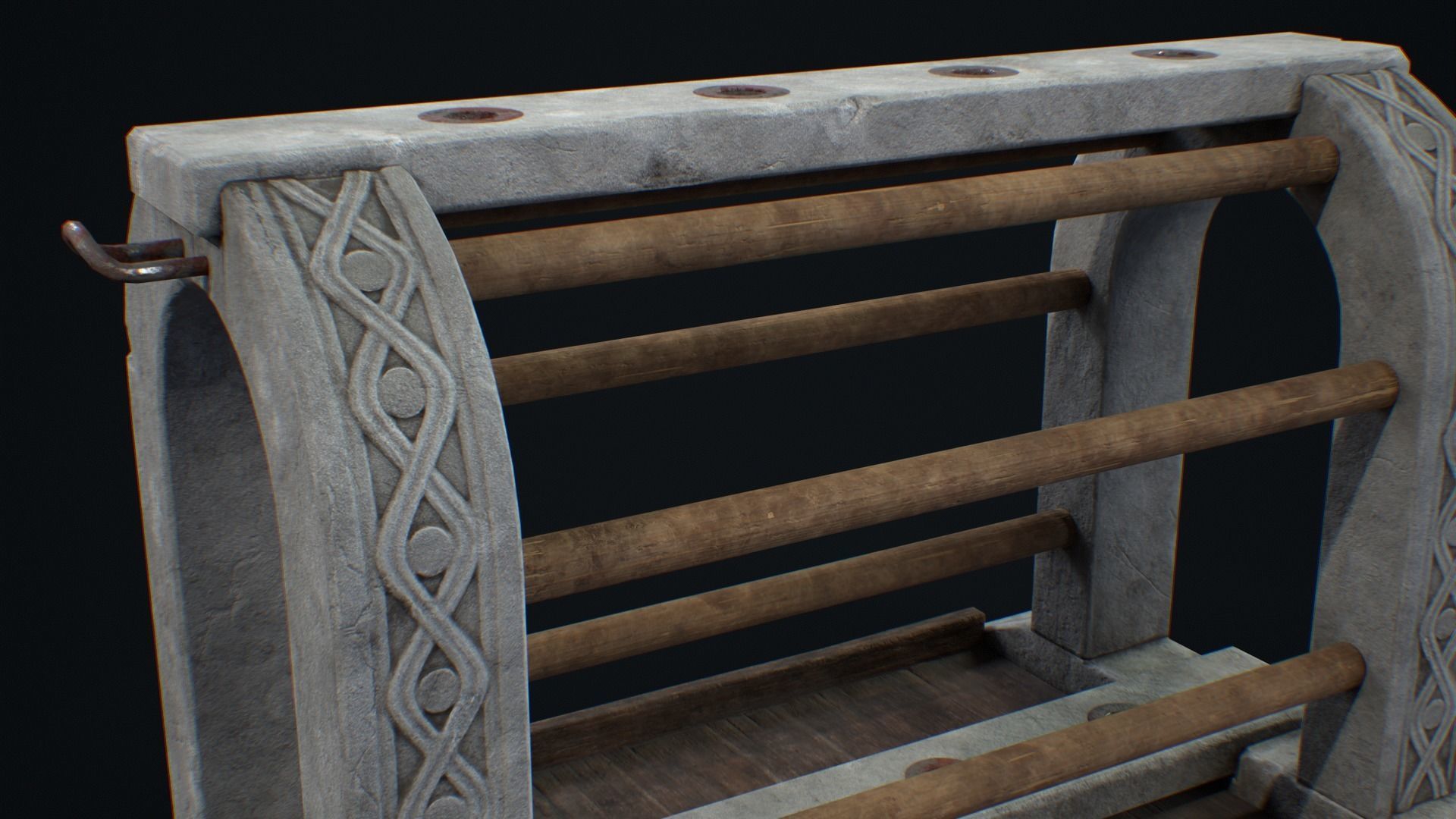 3D model Medieval Weapon Rack -PBR- Game Ready VR / AR / low-poly ...