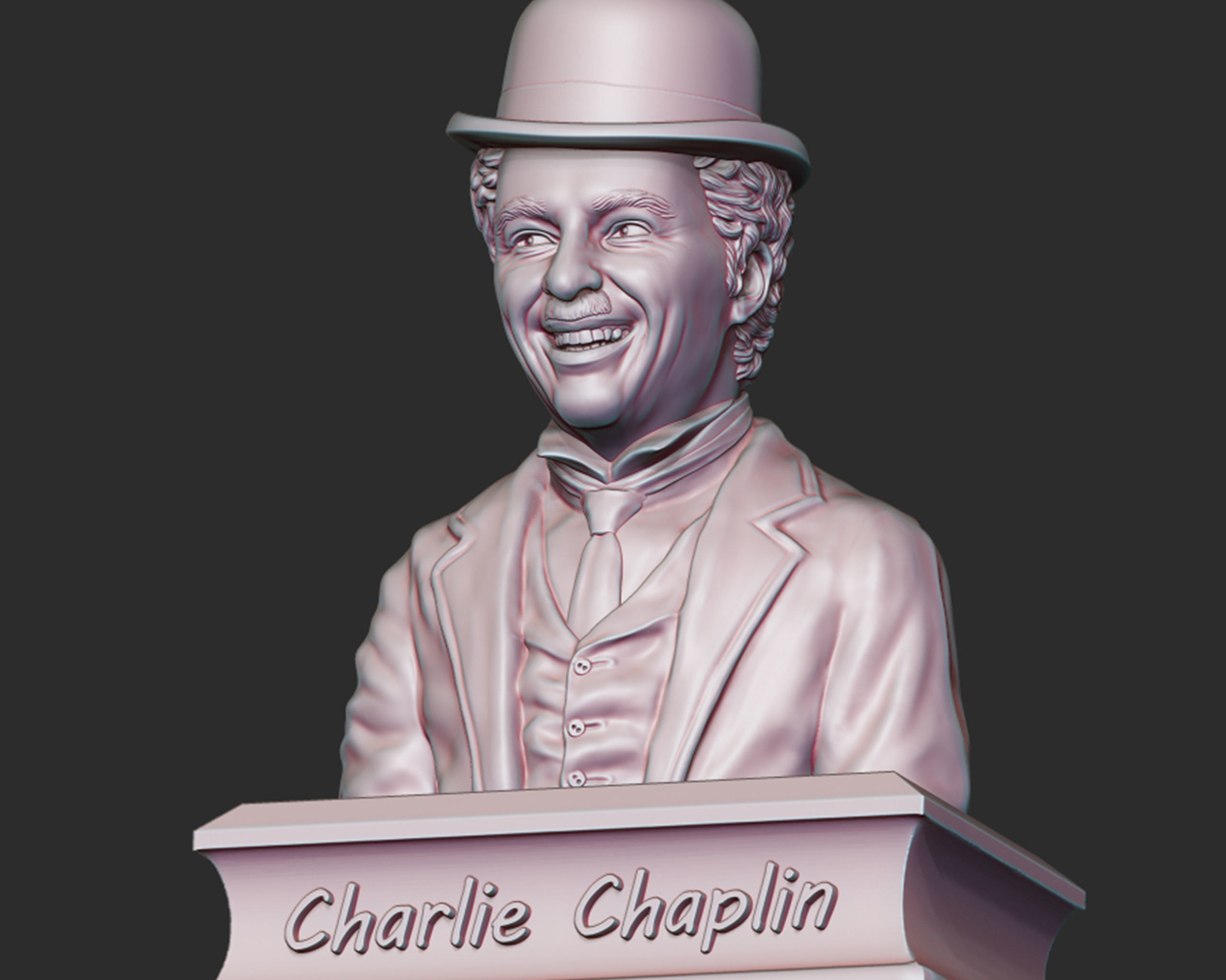 Charlie Chaplin portrait Sculpture 3D model 3D printable | CGTrader