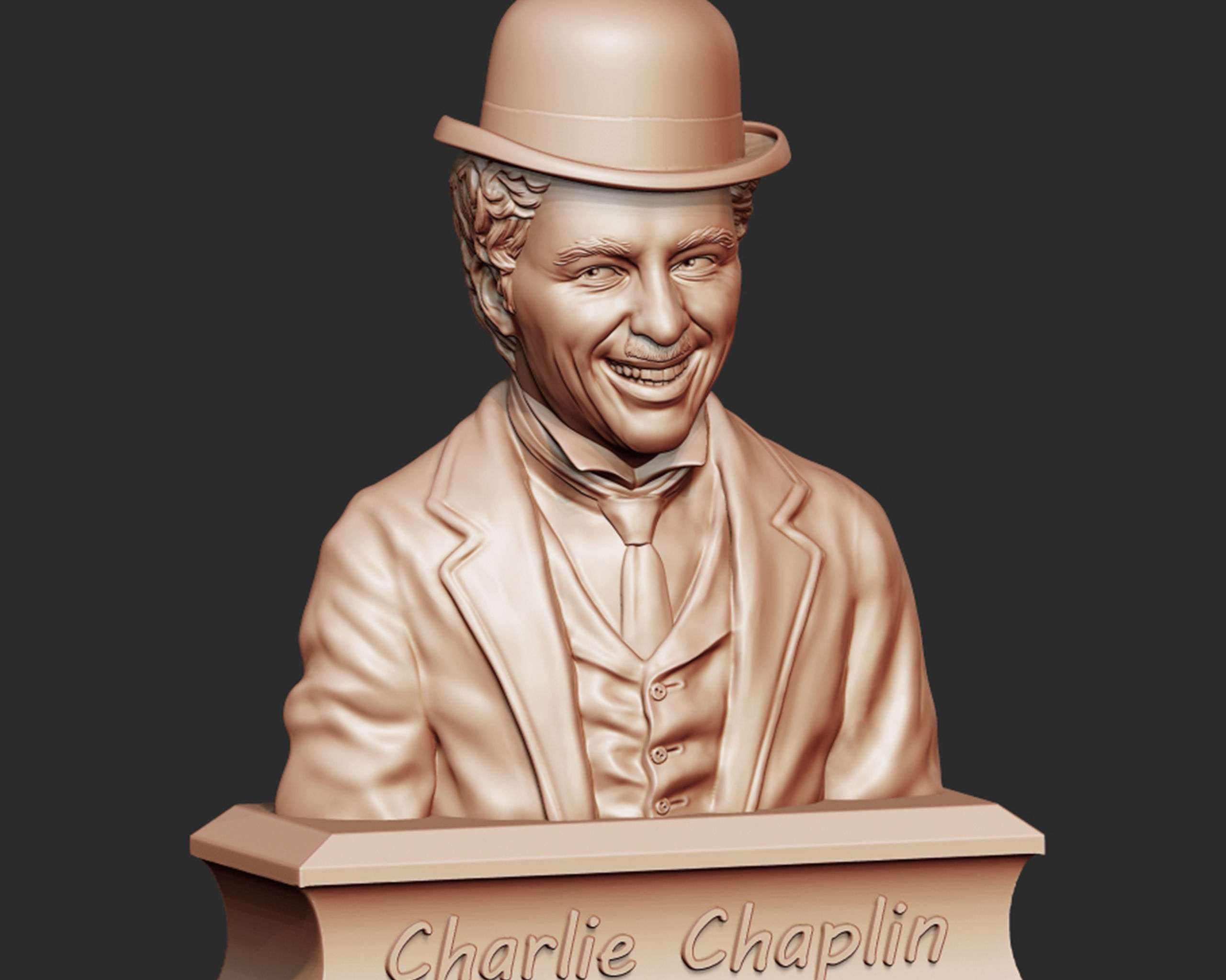 Charlie Chaplin portrait Sculpture 3D model 3D printable | CGTrader