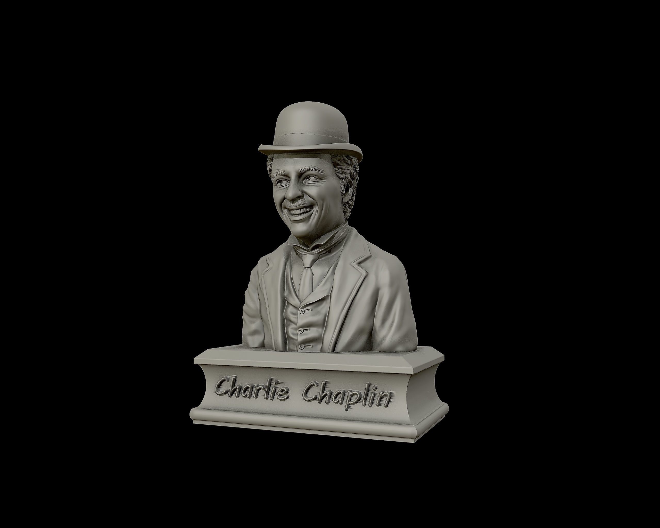Charlie Chaplin portrait Sculpture 3D model 3D printable | CGTrader