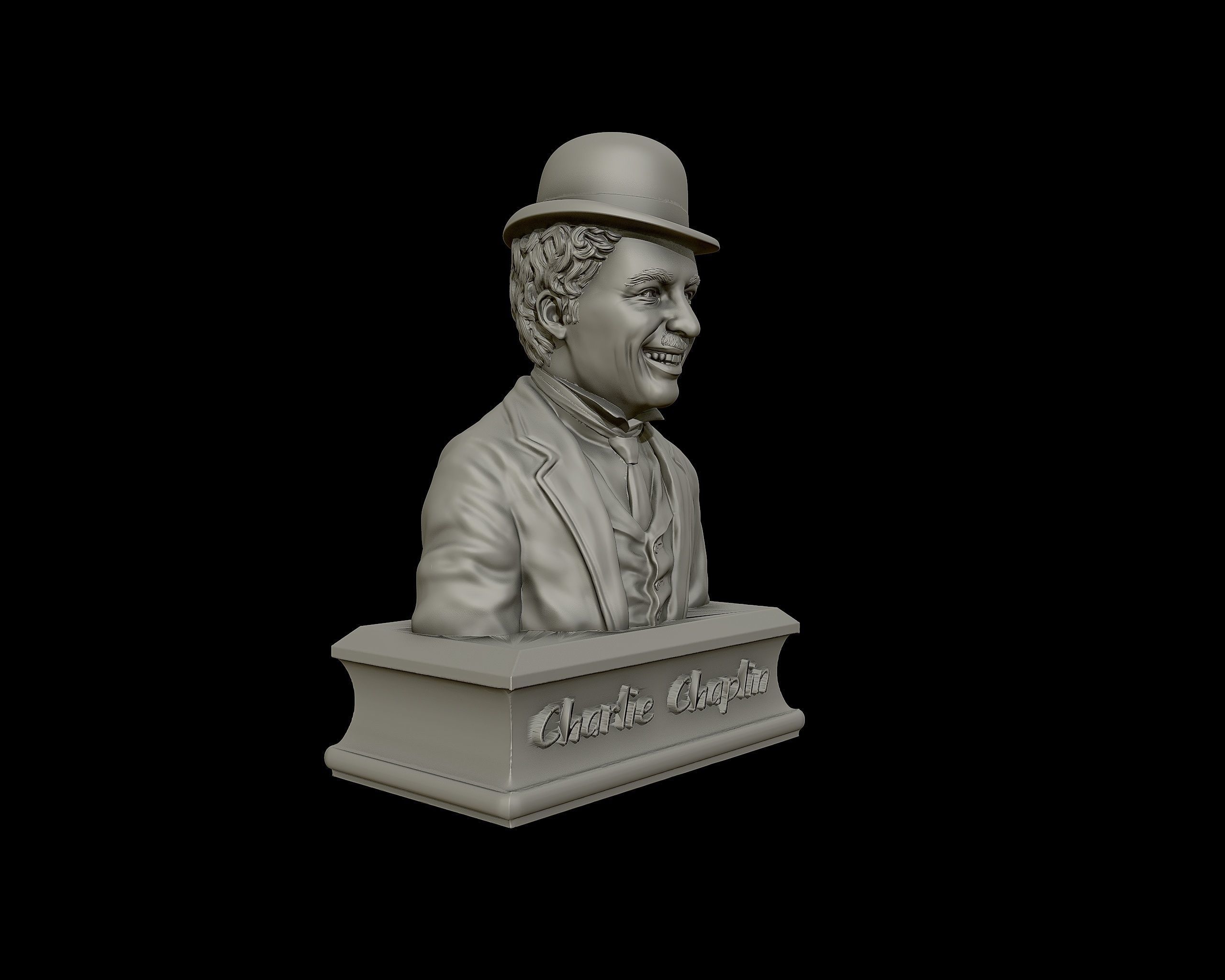 Charlie Chaplin portrait Sculpture 3D model 3D printable | CGTrader