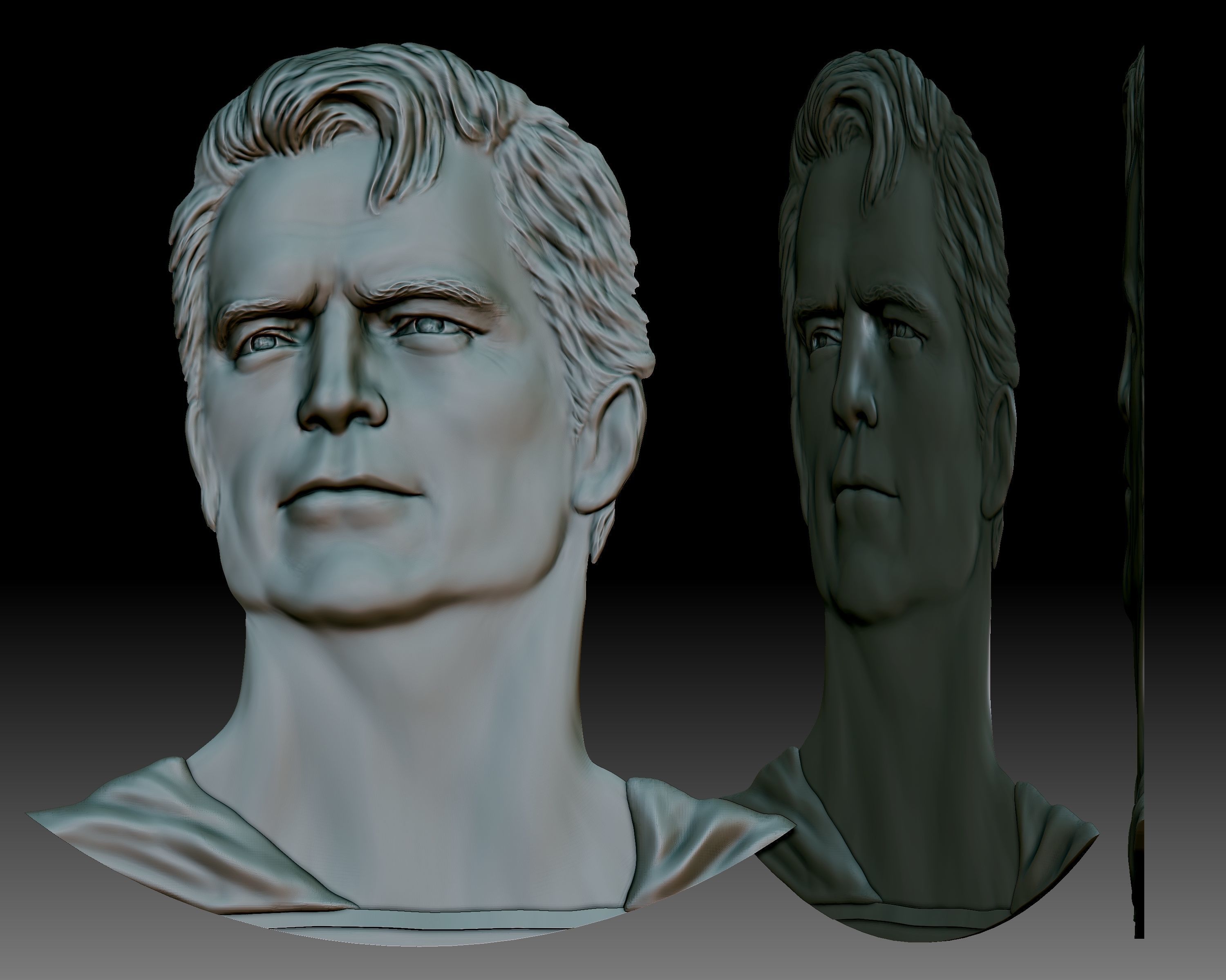 Superman portrait bas-relief for CNC router or printer 3D model 3D ...