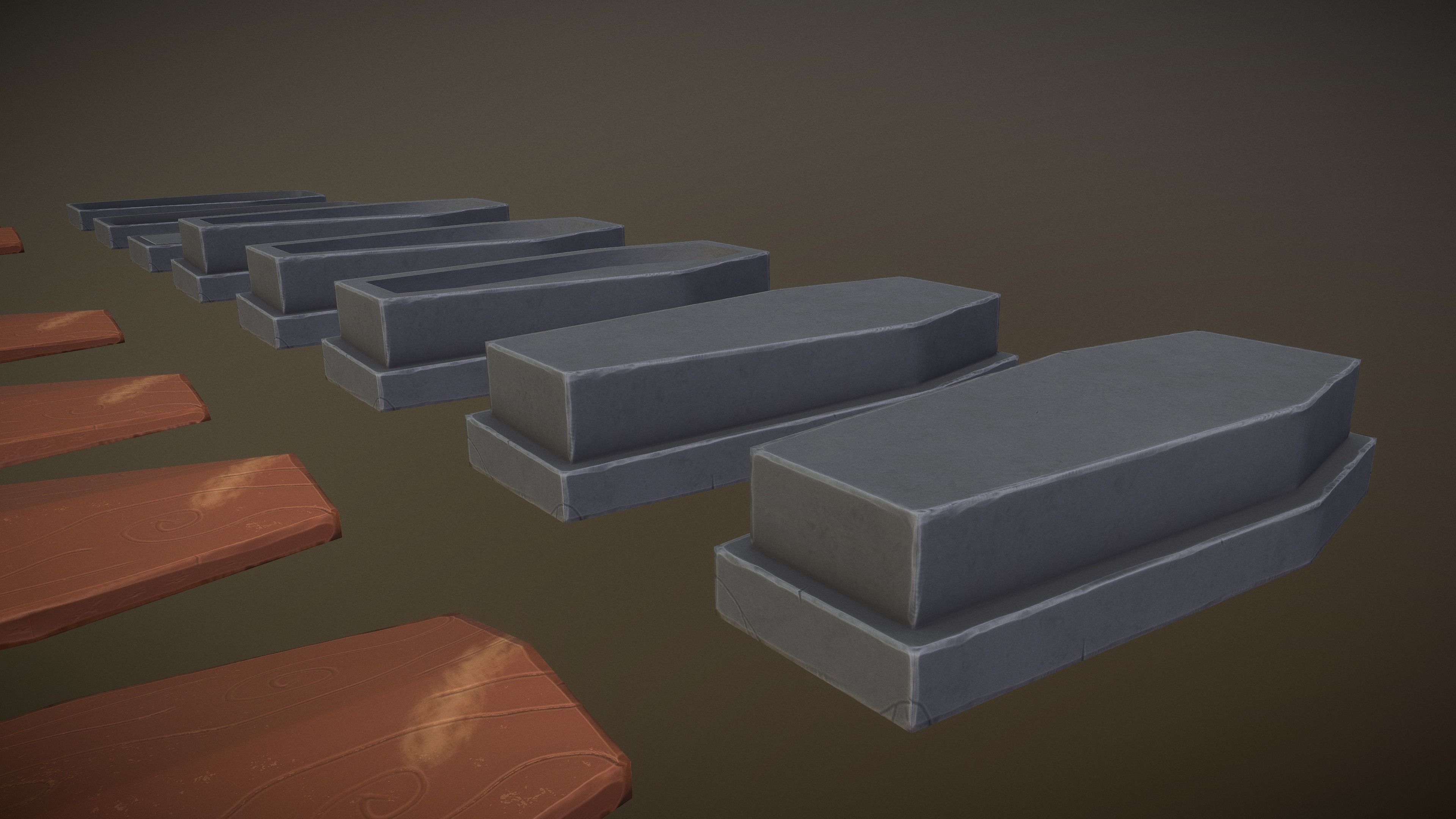 3D model Stylized PBR Sarcophagus Coffin Pack VR / AR / low-poly ...