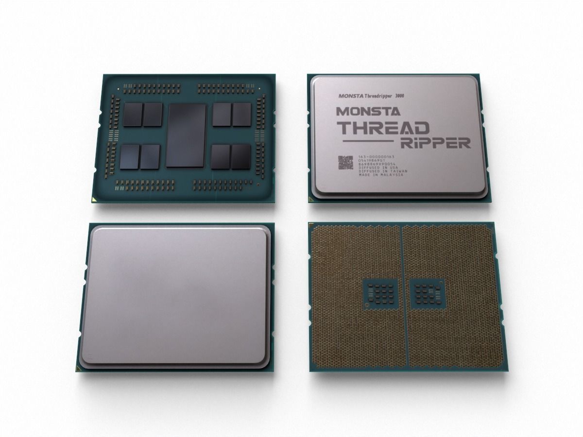 3D model 2019 AMD Ryzen Threadripper delidable cpu game asset VR / AR ...