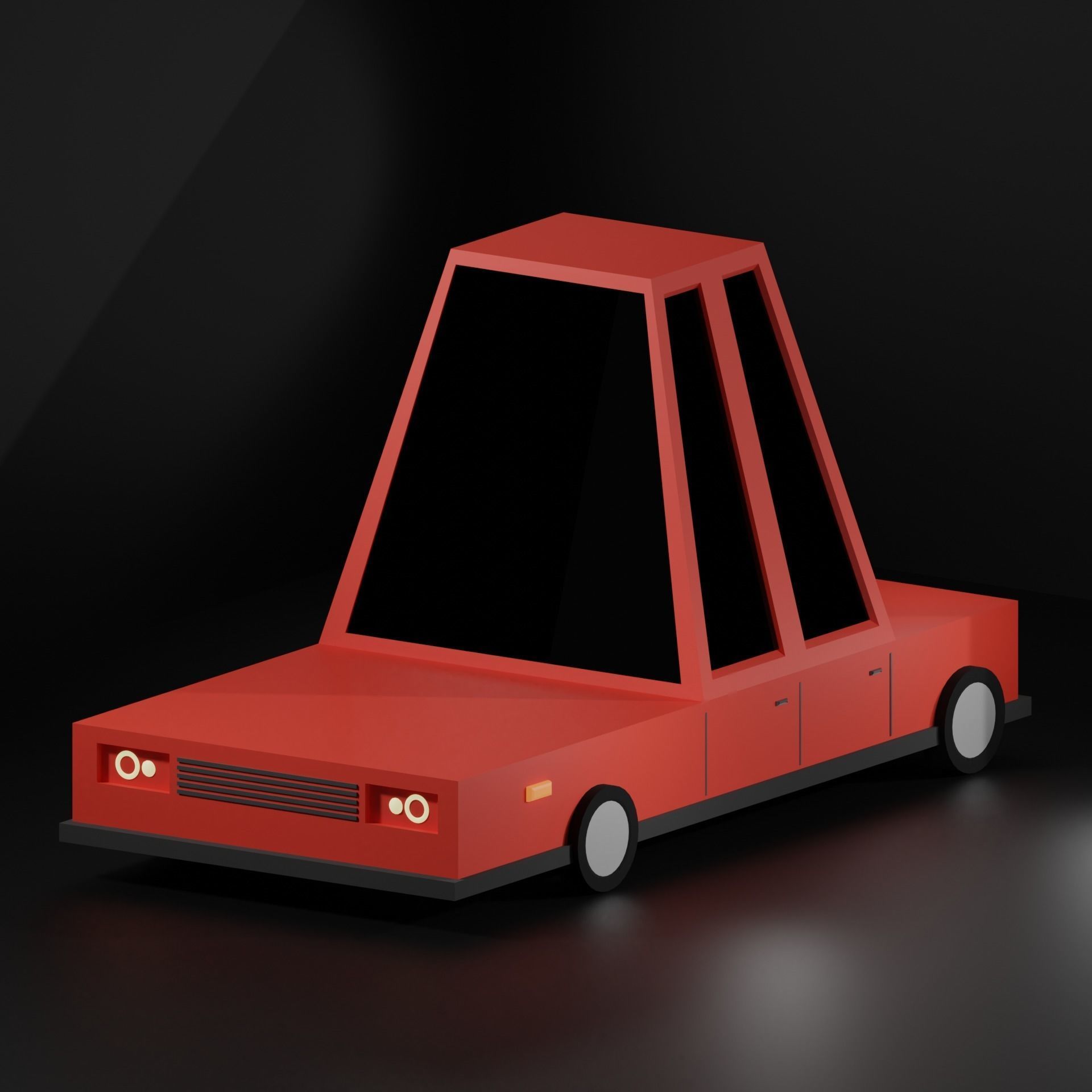 Low poly red car minimal style free VR / AR / low-poly 3D model | CGTrader