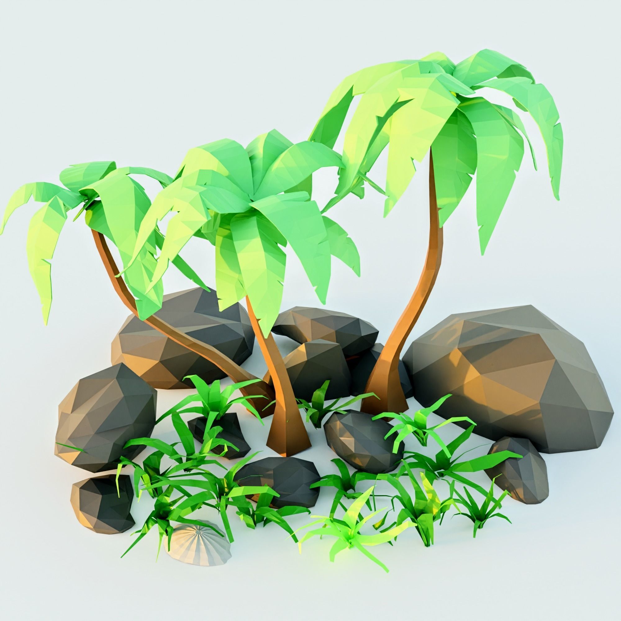 low poly seasonal trees plants and rocks of different biomes free VR ...