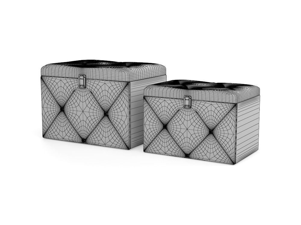 3D model Set trunk PBR low-poly storage ottoman VR / AR / low-poly ...