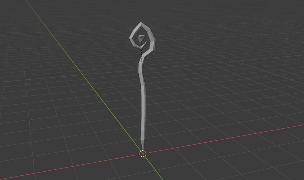 3D model Stylized Wizard Wooden Dark Staff with Crystal VR / AR / low ...