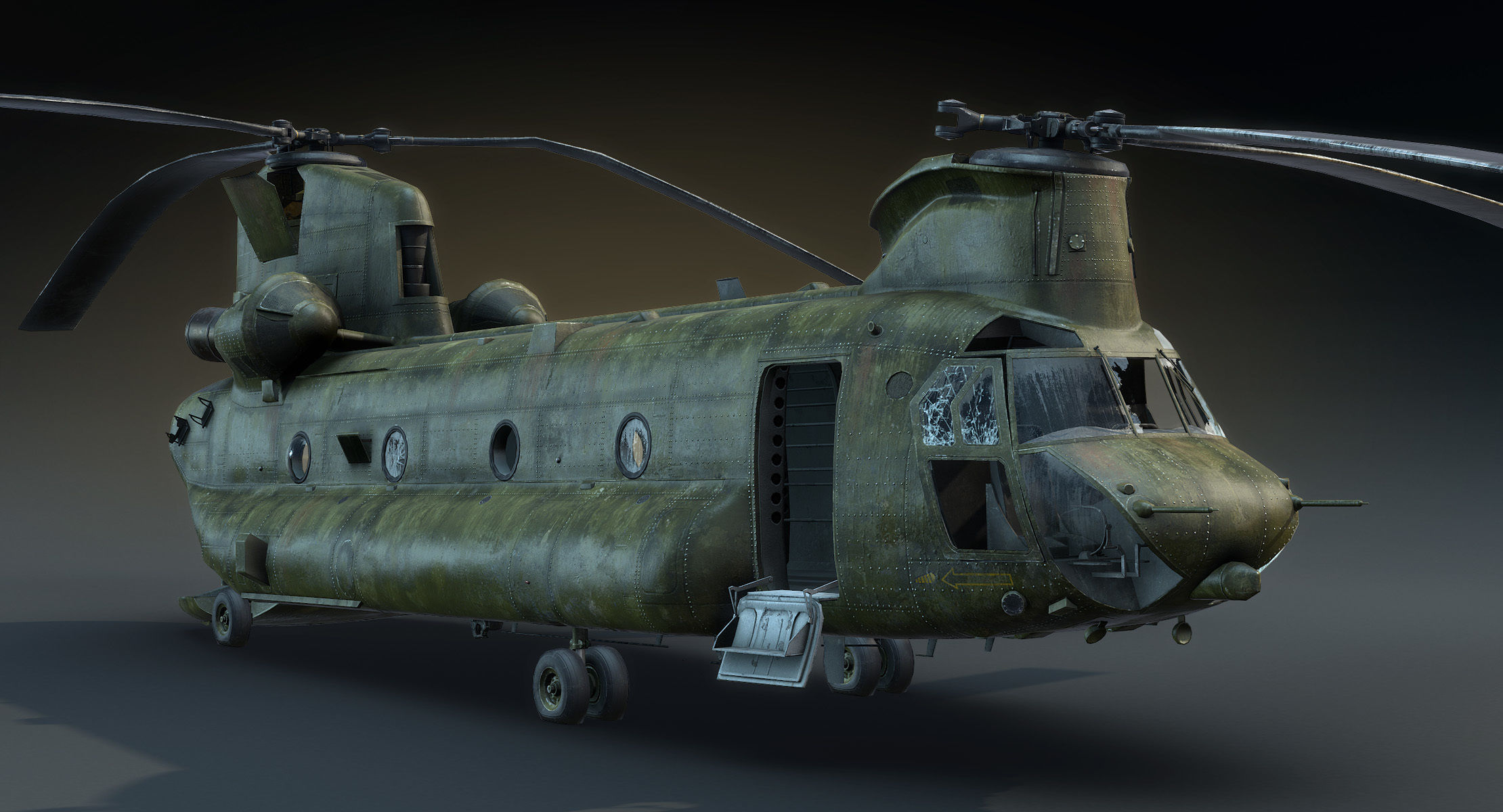 3D model CH-47 Chinook Wrecked VR / AR / low-poly | CGTrader