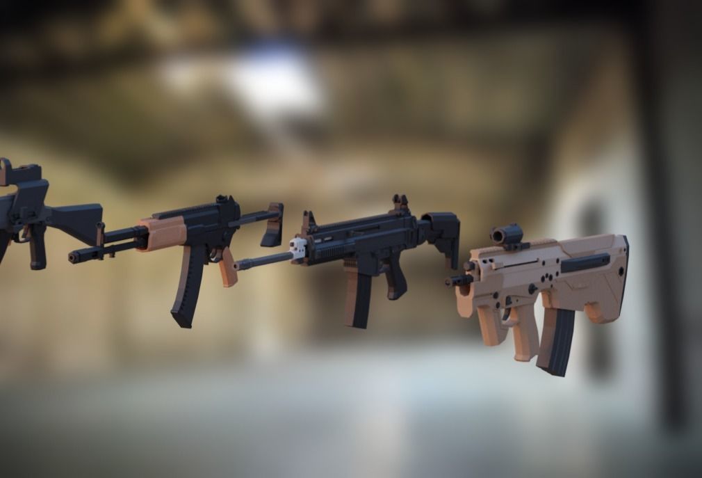 Assault Machine Guns Pack Low-Poly style 3D model rigged | CGTrader