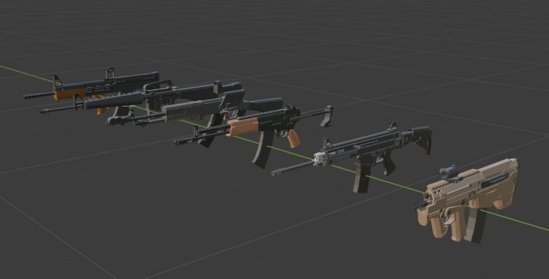 Assault Machine Guns Pack Low-Poly style 3D model rigged | CGTrader