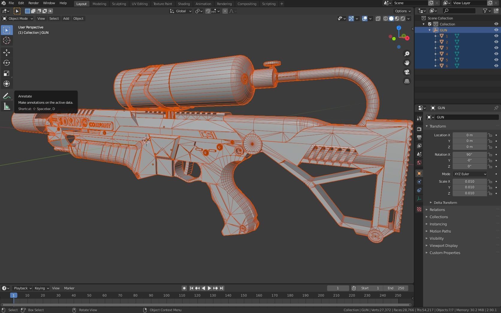 3D model The Boring Company Not a Flamethrower Gun VR / AR / low-poly ...