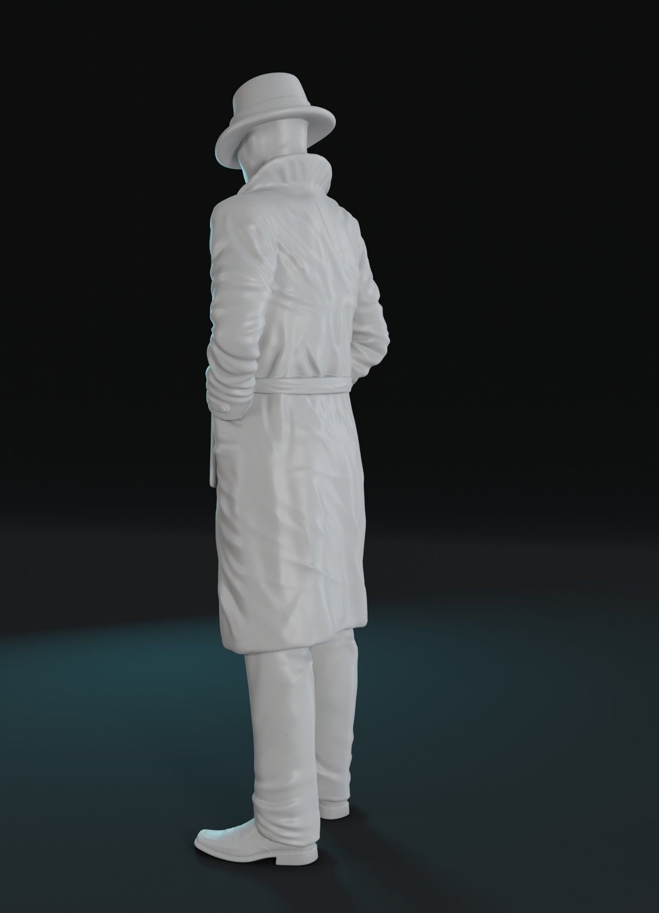 Rorschach man in trench coat and hat 3D model 3D printable | CGTrader
