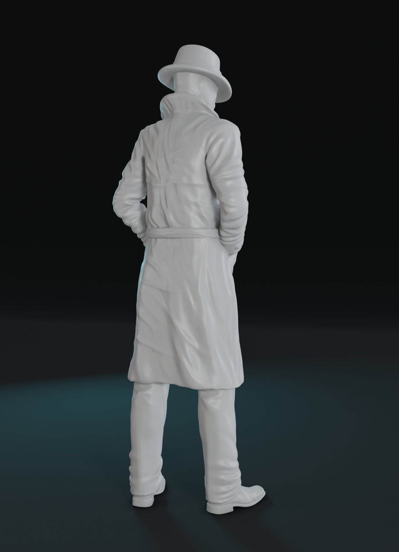 Rorschach man in trench coat and hat 3D model 3D printable | CGTrader