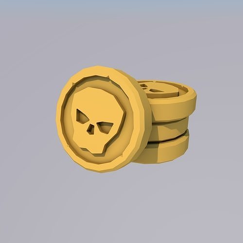 3D model Lowpoly Gold Skull Coin VR / AR / low-poly | CGTrader