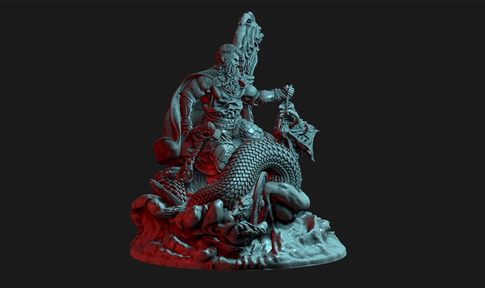 Thor Fishing for Jormungand 3D model 3D printable | CGTrader