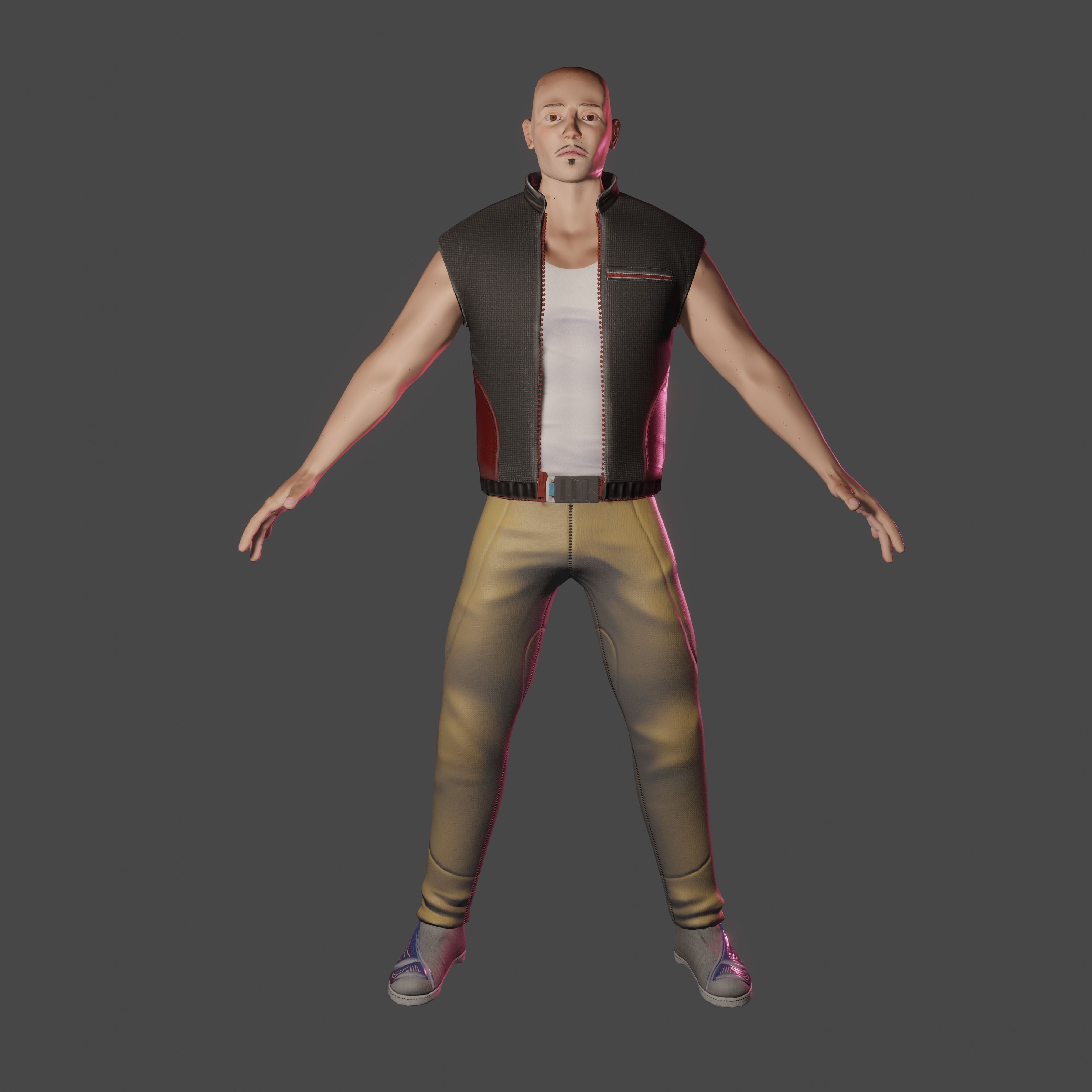 Human bold character and vest free VR / AR / low-poly 3D model | CGTrader