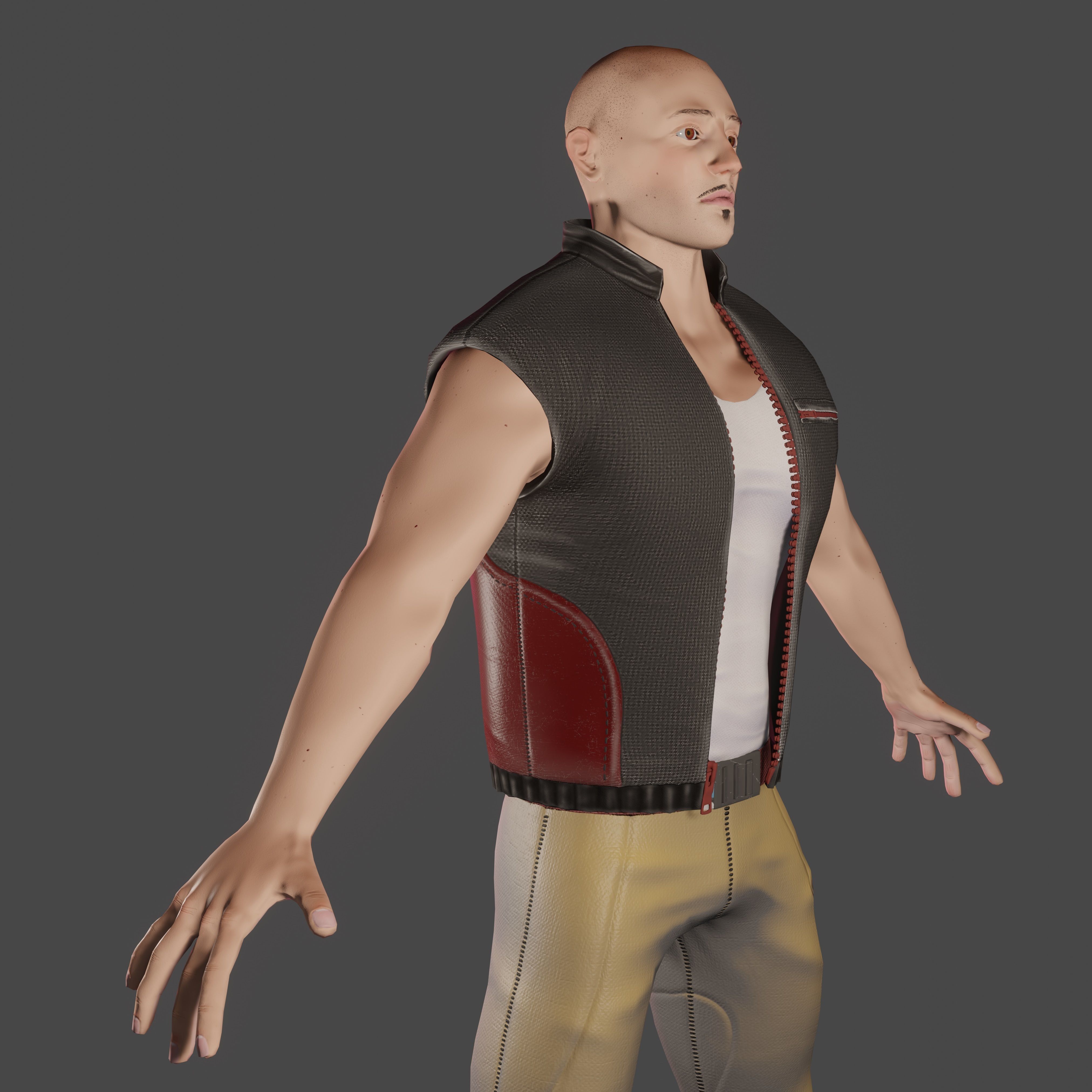 Human bold character and vest free VR / AR / low-poly 3D model | CGTrader