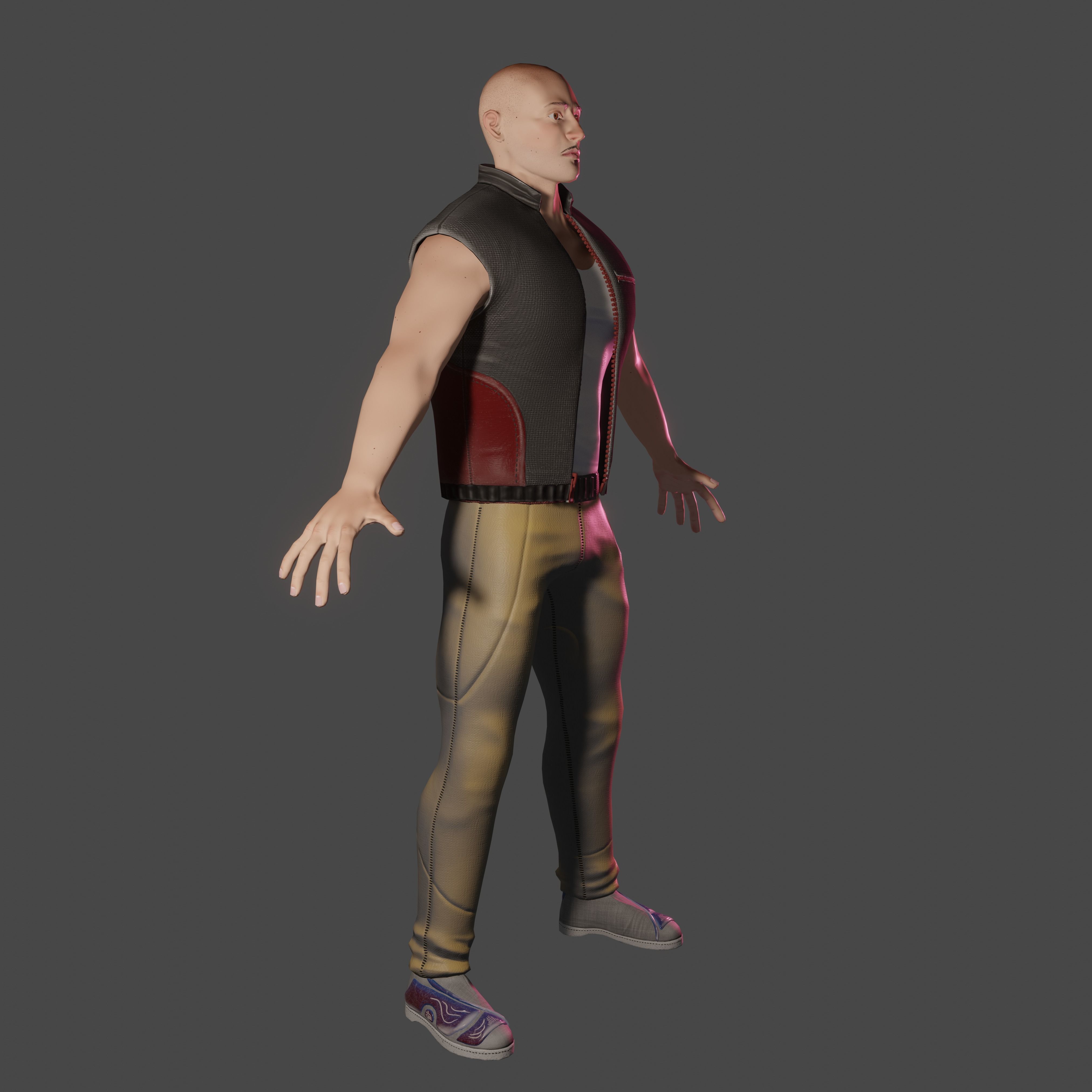 Human bold character and vest free VR / AR / low-poly 3D model | CGTrader