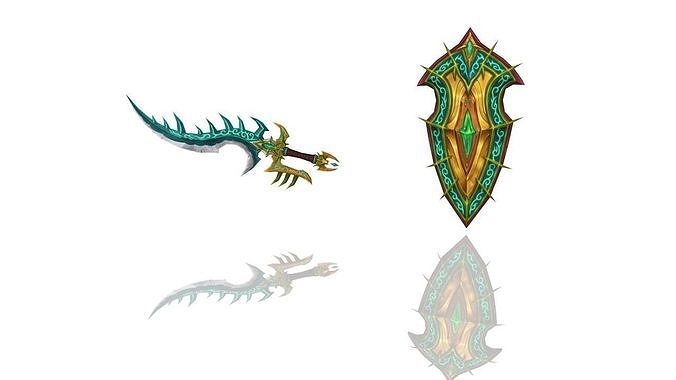 3D model Cursed - Sword and Shield VR / AR / low-poly | CGTrader