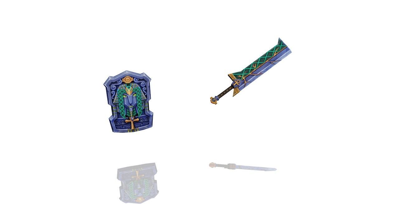 3D model Pharaoh Relic - Sword and Shield VR / AR / low-poly | CGTrader