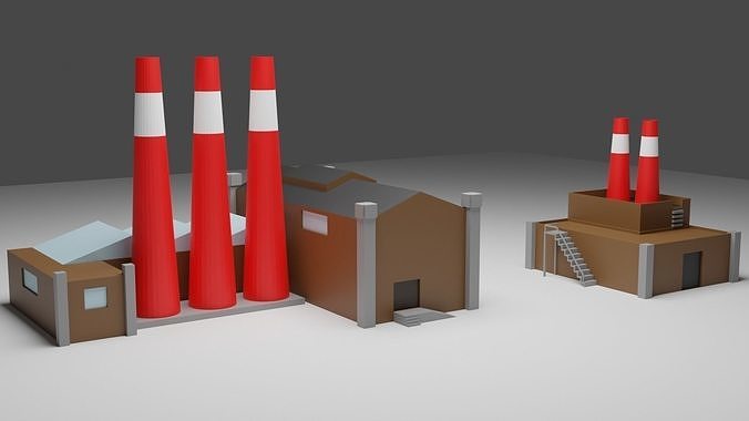 Factory with chimneys free VR / AR / low-poly 3D model | CGTrader
