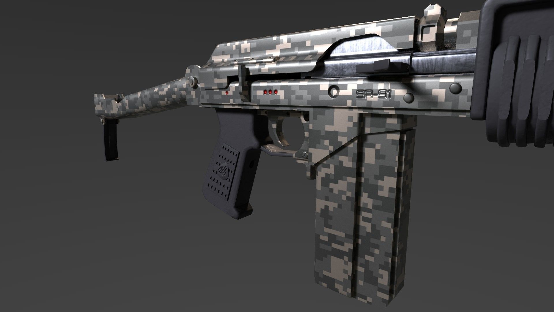 3D model Low-poly model of pixel camo rifle 9A-91 with silencer VR / AR ...