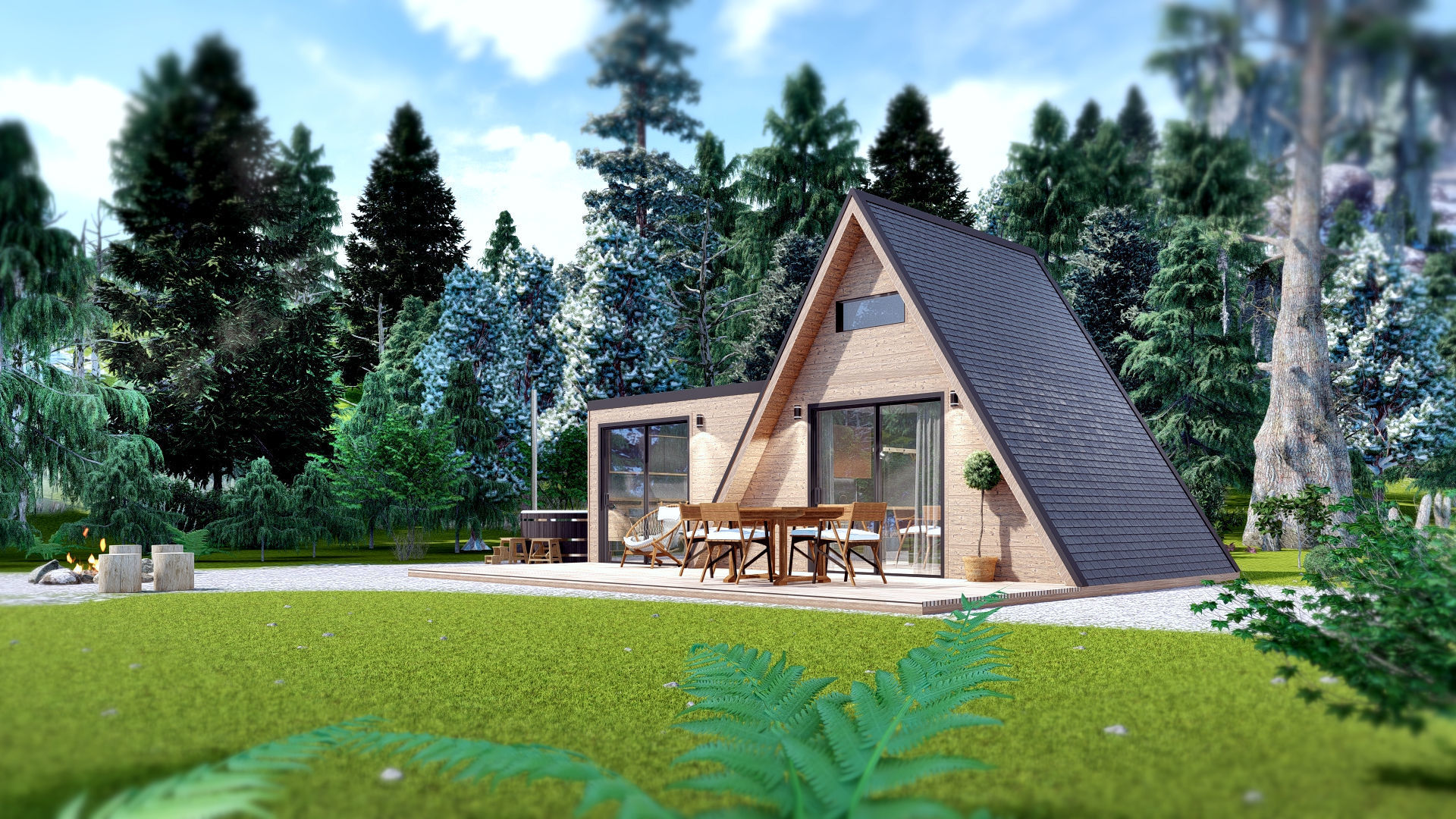 3D model A frame house A34 34m2 VR / AR / low-poly | CGTrader